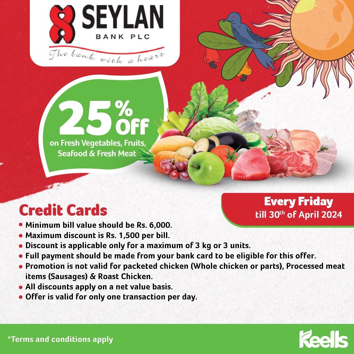 25% Discount on Fresh Items at Keells Super for Seylan Bank Credit ...
