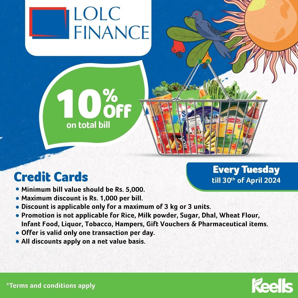 10% Discount on Your Total Bill with LOLC Credit Cards at Keells ...