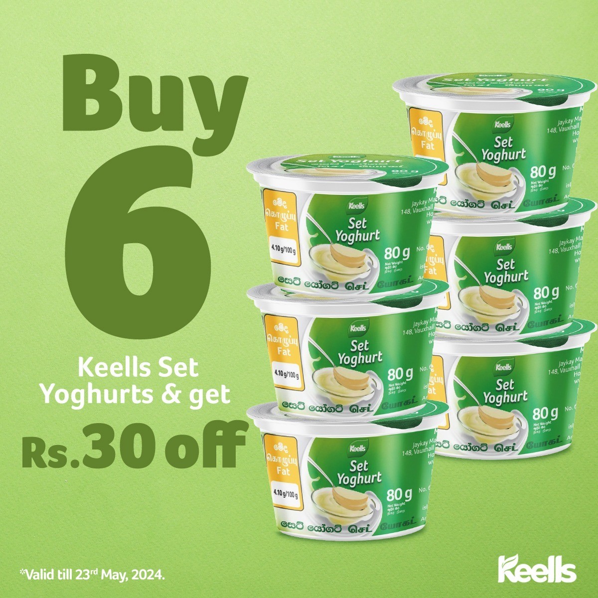 We are giving you an offer that will have you craving a healthy treat! Purchase 6 Keells Set ...