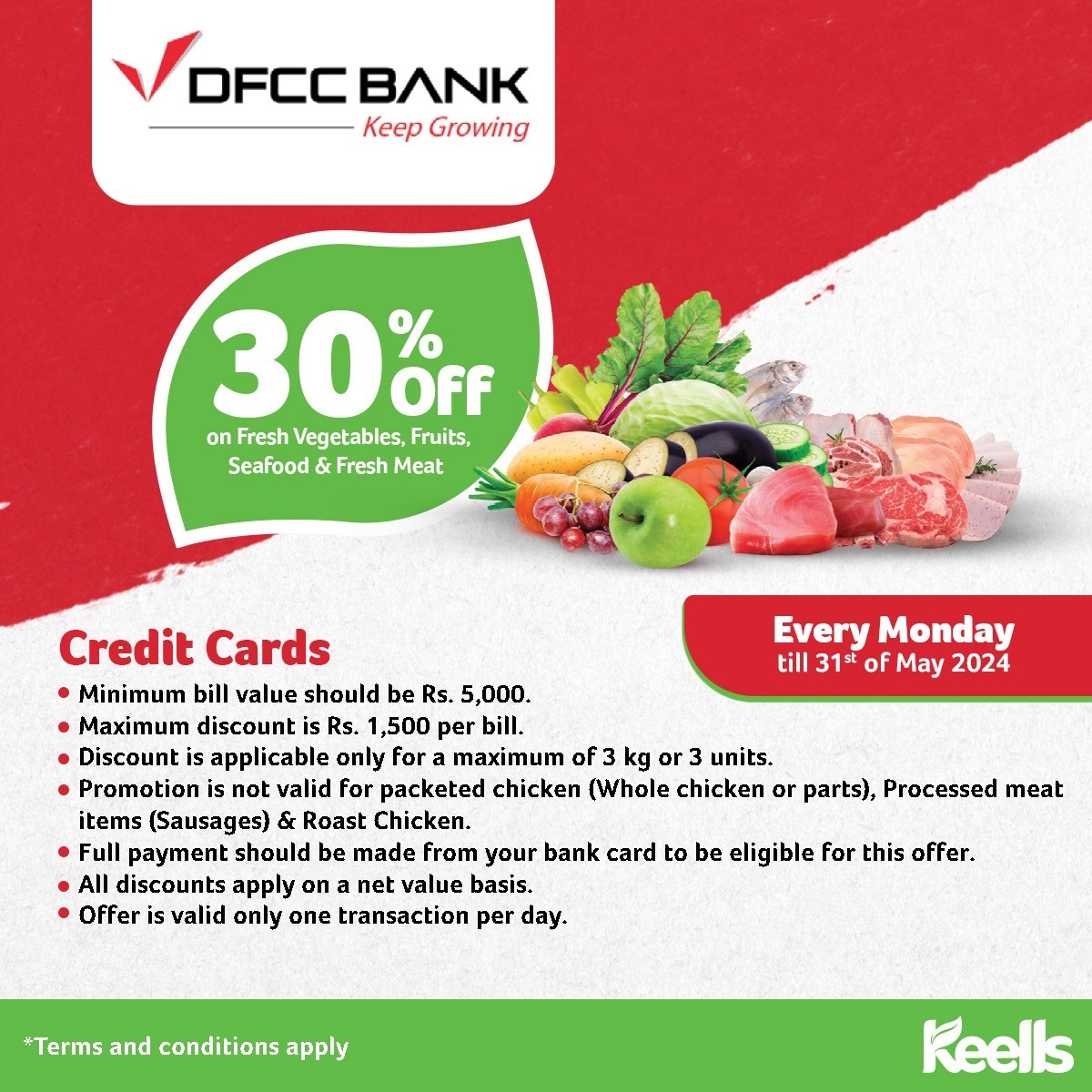 30% Discount on Fresh Products at Keells Super for DFCC Credit Cards ...