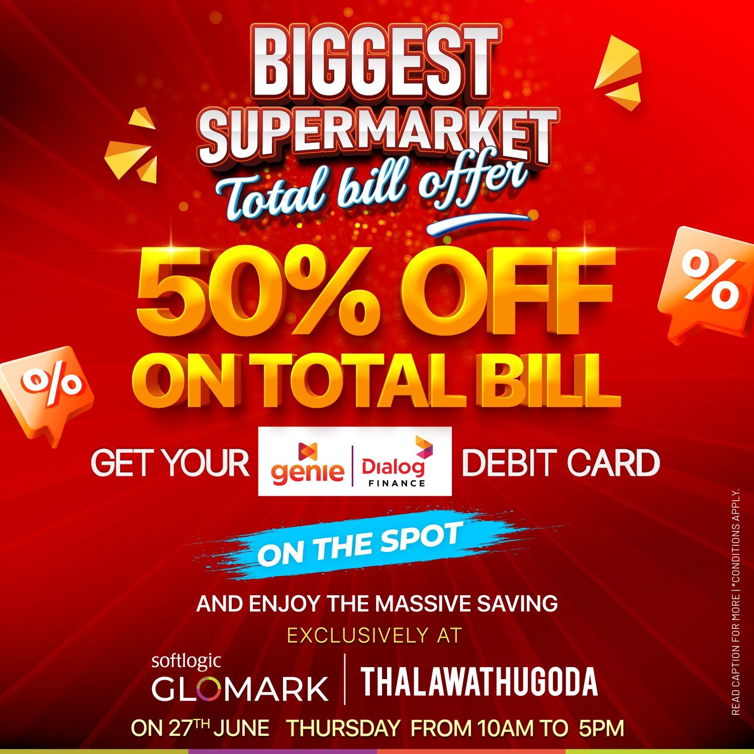 Enjoy 50% Discount on Total Bill at Glomark for Genie Debit Card ...