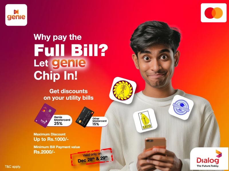 25% Discount on CEB & LECO, Water bill Payment Paid via Genie Master ...