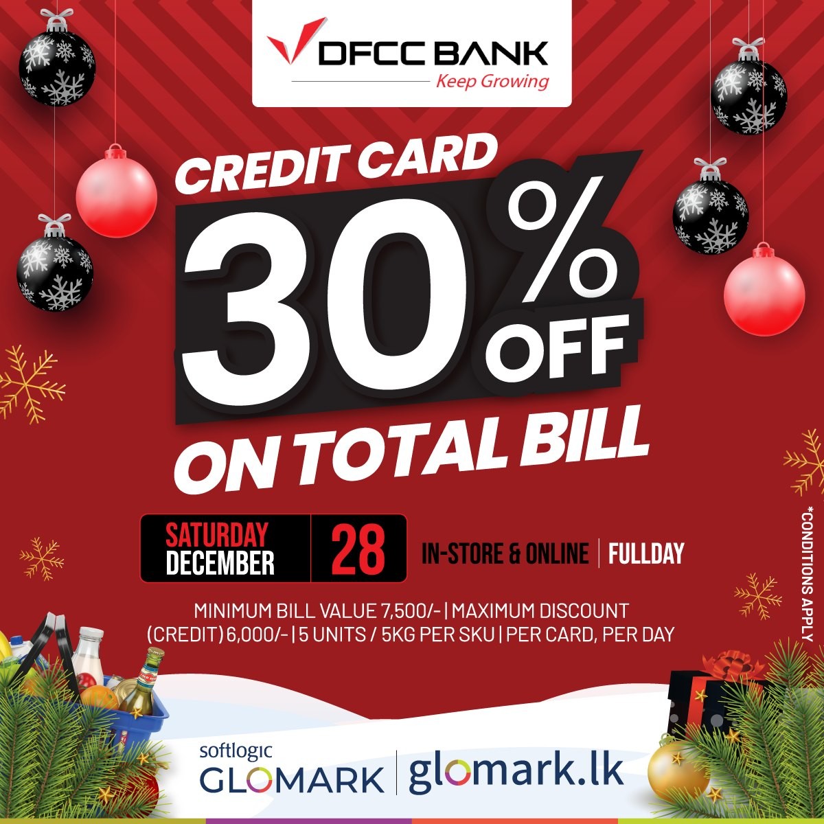 30% Discount for your TOTAL BILL with DFCC Credit Cards at Glomark ...