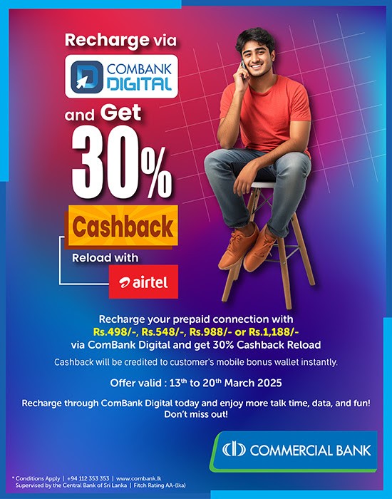 Enjoy 30% Cashback on your Airtel Prepaid reload with ComBank Dgital ...