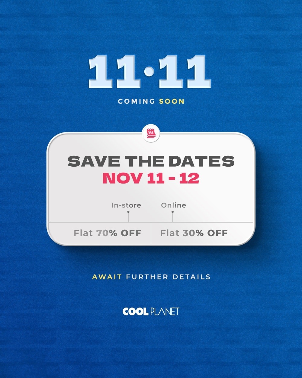 Flat 70% OFF in Cool Planet for this 11.11 | offers.lk